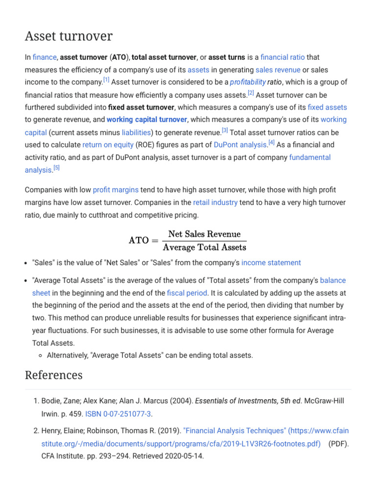 Asset Turnover - Wikipedia | PDF