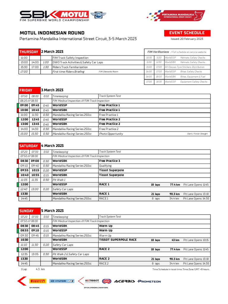 02 WorldSBK 2023 INA Event Schedule | PDF | Formula Racing Series ...