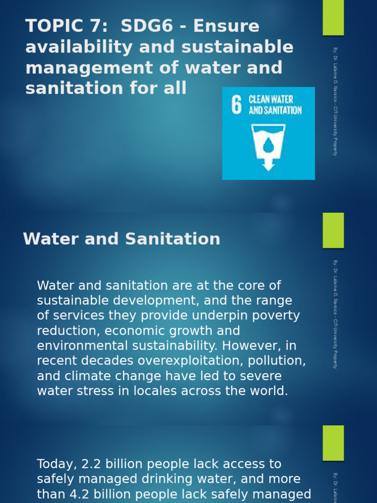 Topic 7 SDG6 Ensure availability and sustainable management of water | PDF