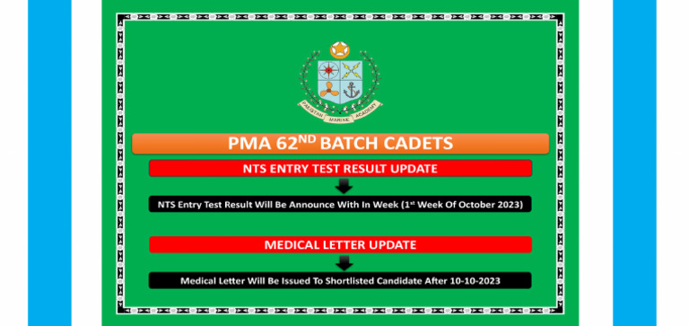 Pma 62ND Batch Cadets NTS Entry Test Result | PDF