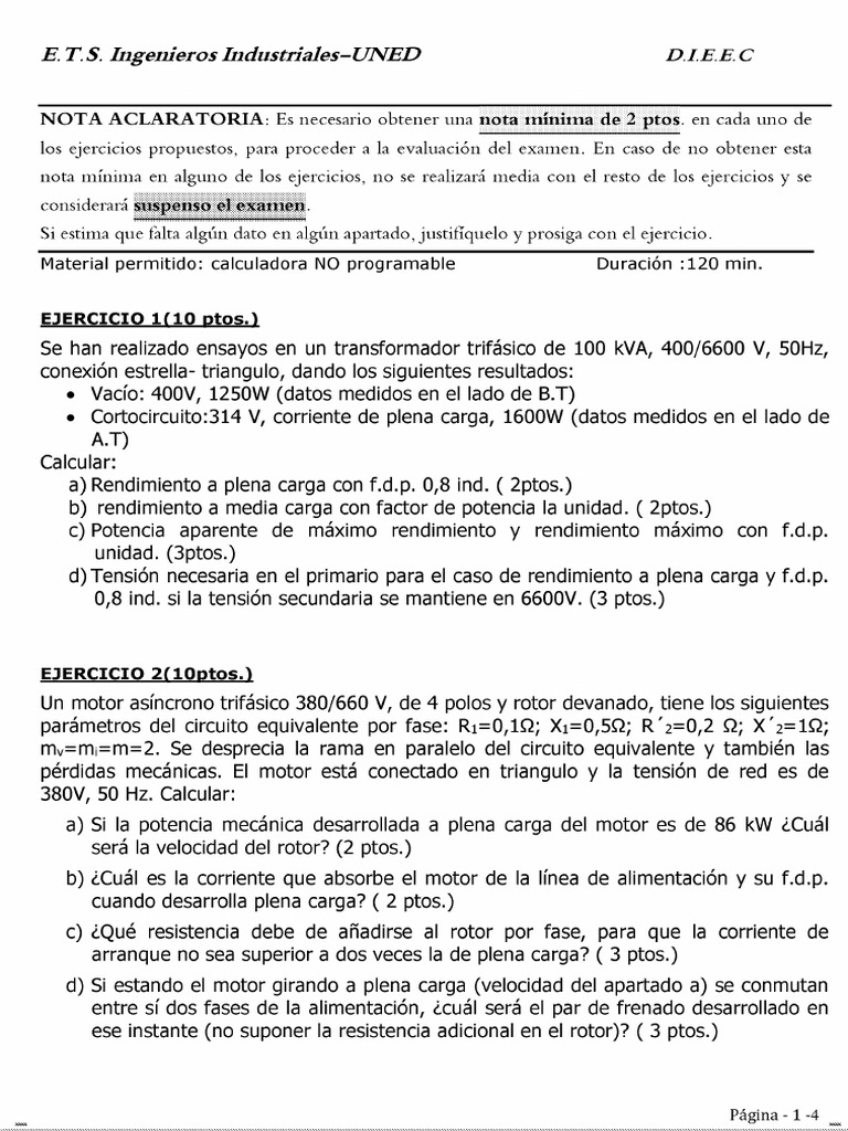 NOTA ACLARATORIA: Es Necesario Obtener Una Nota Minima de 2 Ptos. en ...