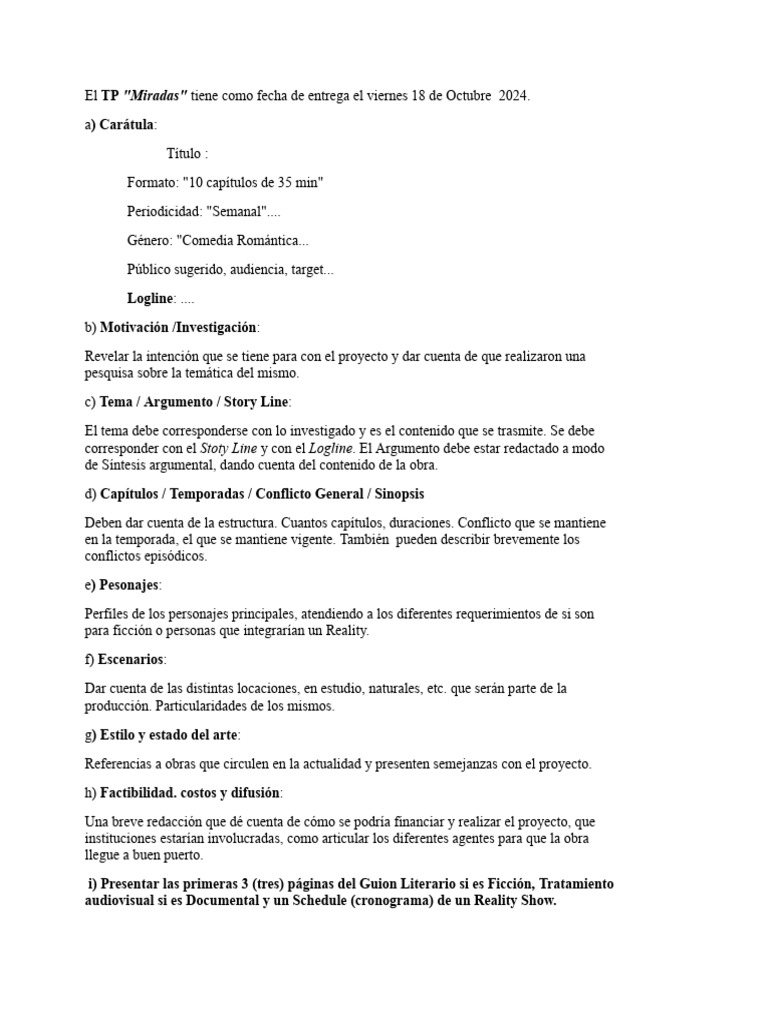 TP - Miradas - Guion | PDF