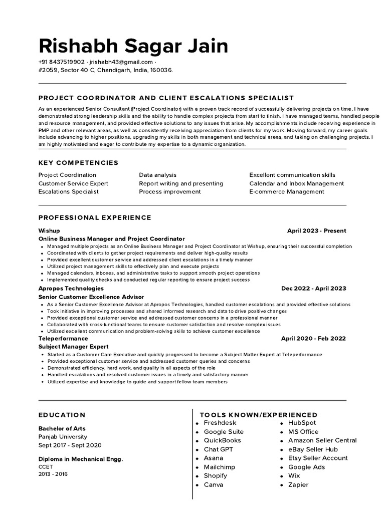 Rishabh Sagar Jain (Resume) | PDF