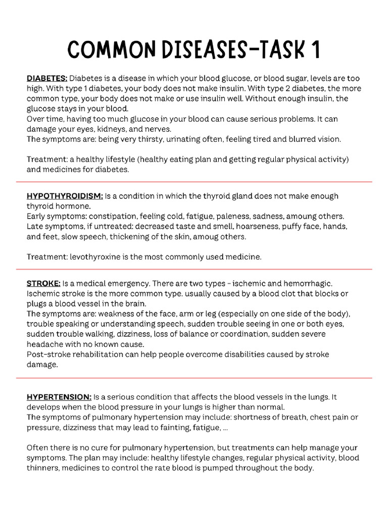 Common Diseases Task 1 | PDF