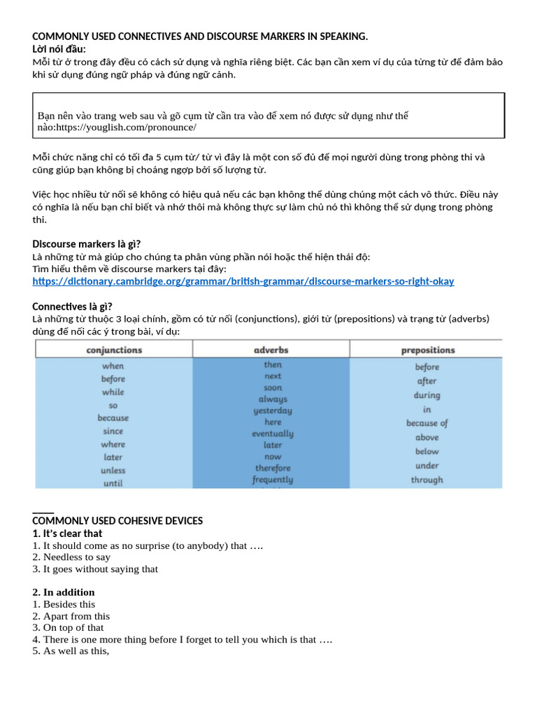 Commonly Used Cohesive Devices | PDF