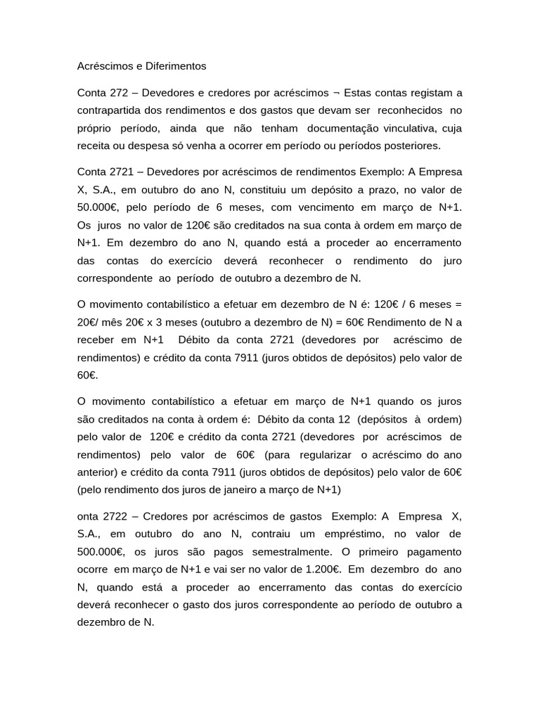 Acrescimo e Diferimento | PDF
