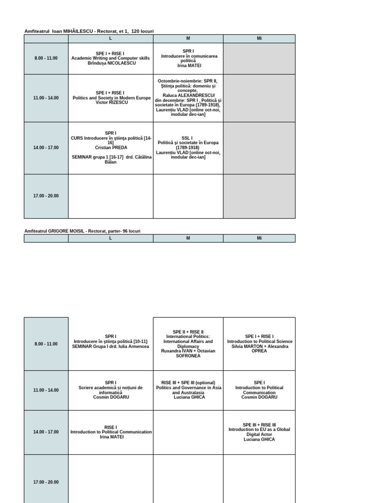 2024-2025 - Orar sem1 | PDF