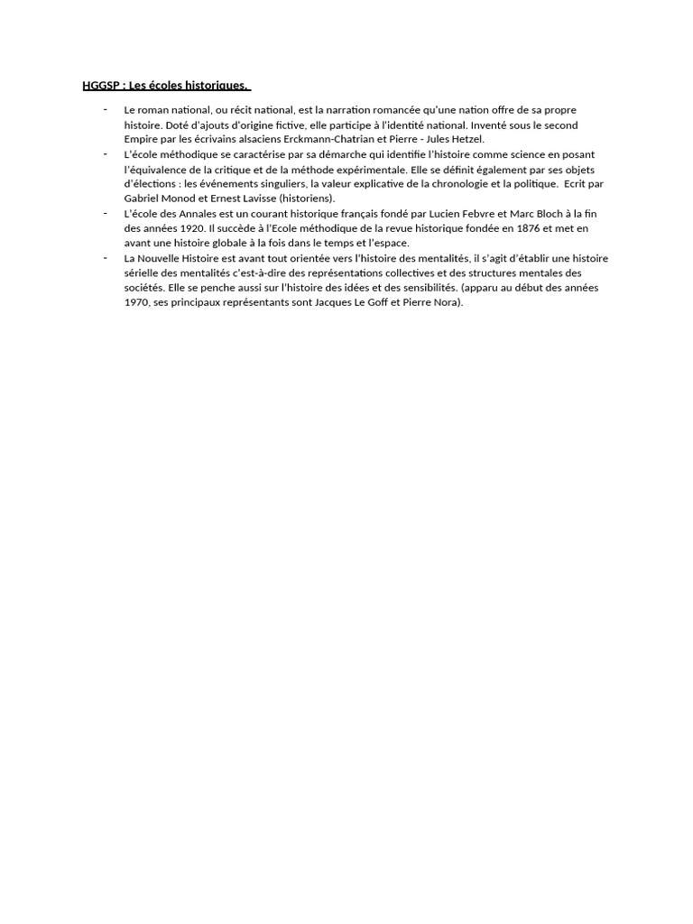 HGGSP - Ecoles Historiques | PDF