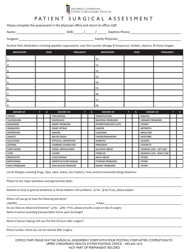 Patient Surgical Assessment | PDF | Surgery | Chronic Obstructive ...