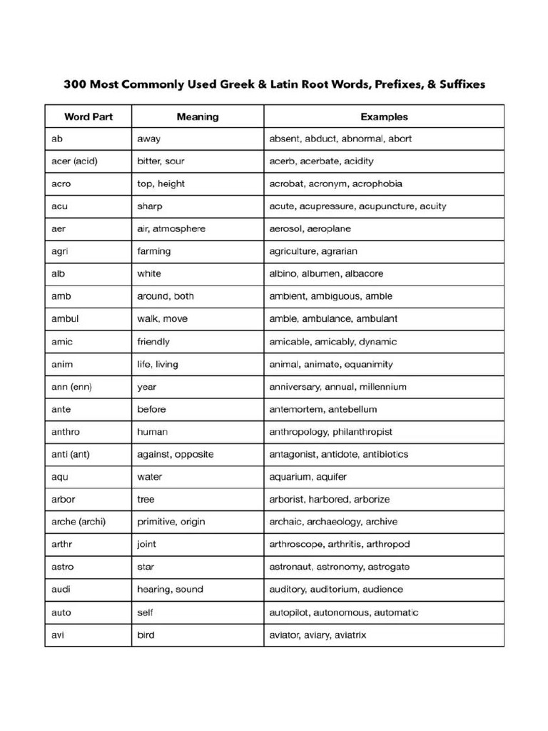 Break Down Words Into Root Prefix and Suffix | PDF