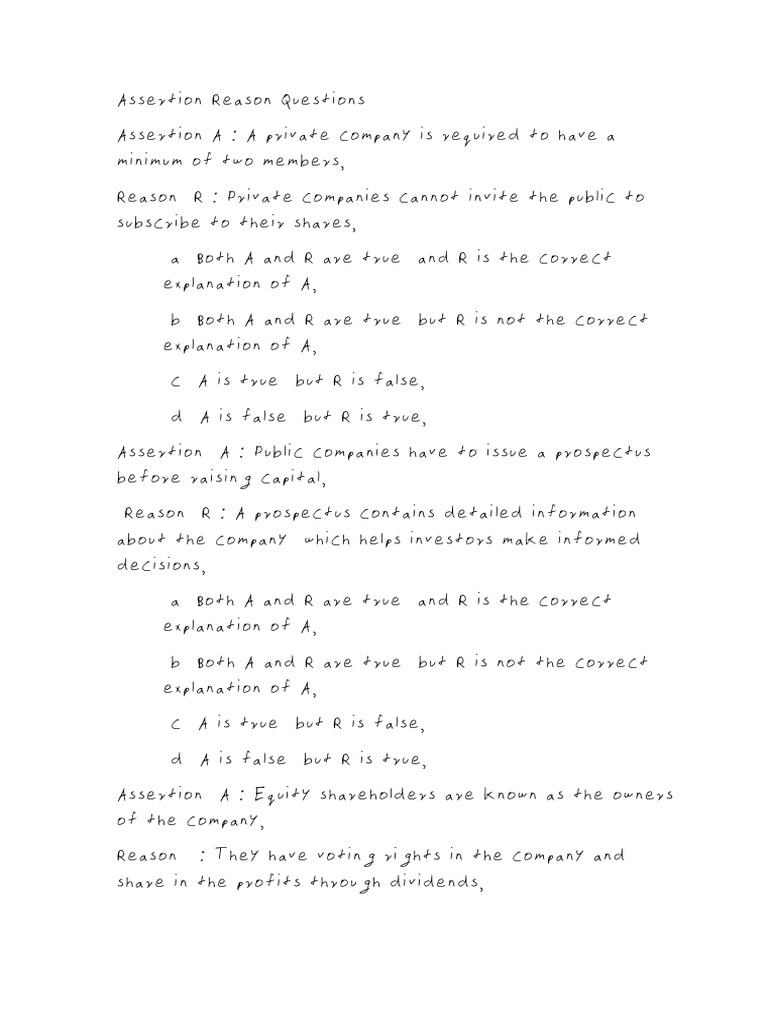 Assertion Reason Questions | PDF