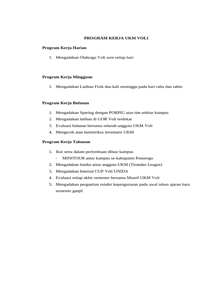 Program Kerja Ukm Voli | PDF
