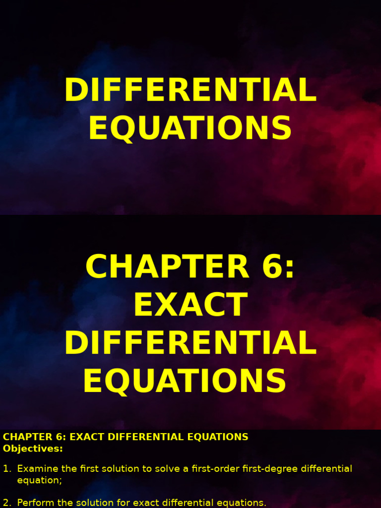 Chapter 6 Exact Differential Equation | PDF