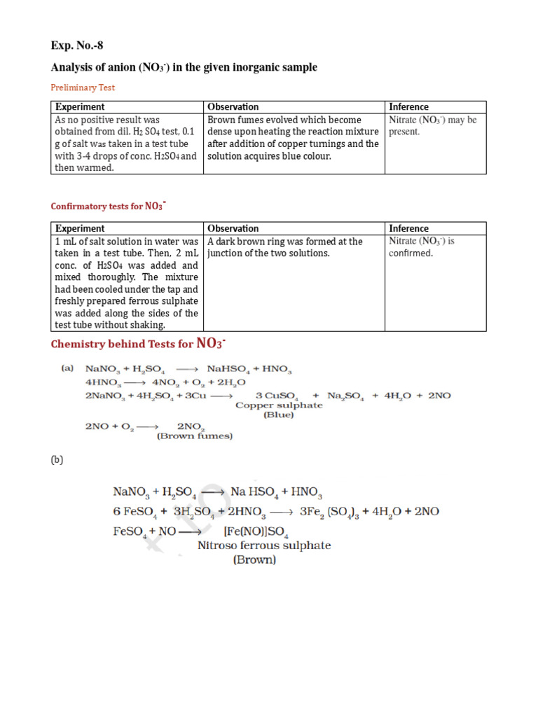 Systematic Analysis of Acid - Radicals in Given Sample - New | PDF ...