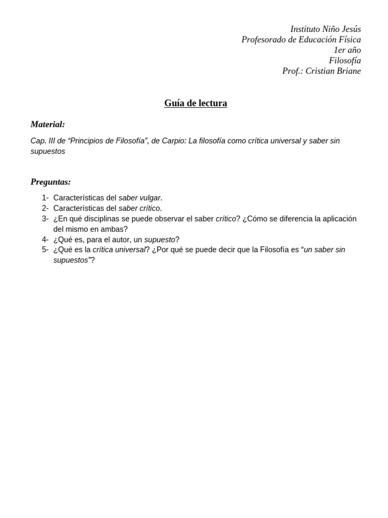 Guía Cap III Carpio | PDF