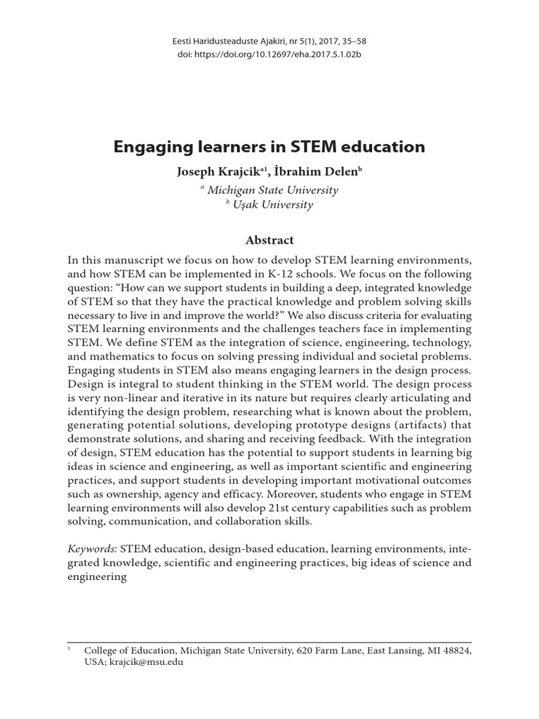 Engaging Learners in STEM Education Engaging Learn | PDF