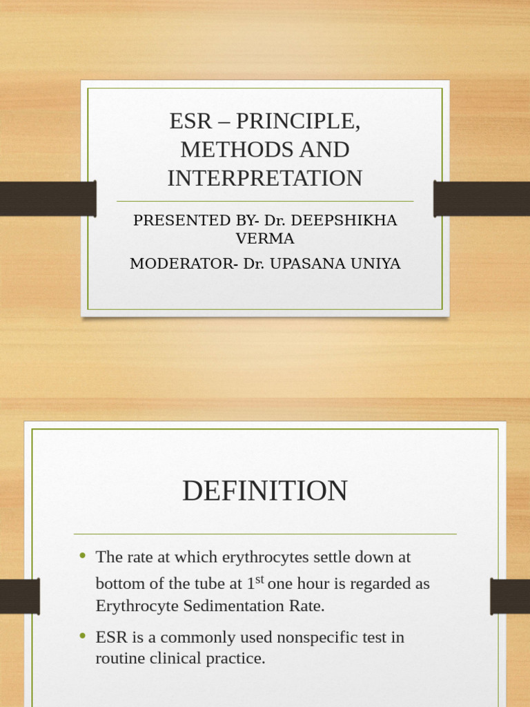 Esr Method Principle And Interpretation Pdf