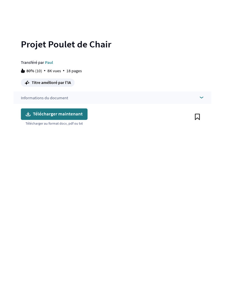 Projet Poulet de Chair - PDF - Poulet - Agriculture | PDF