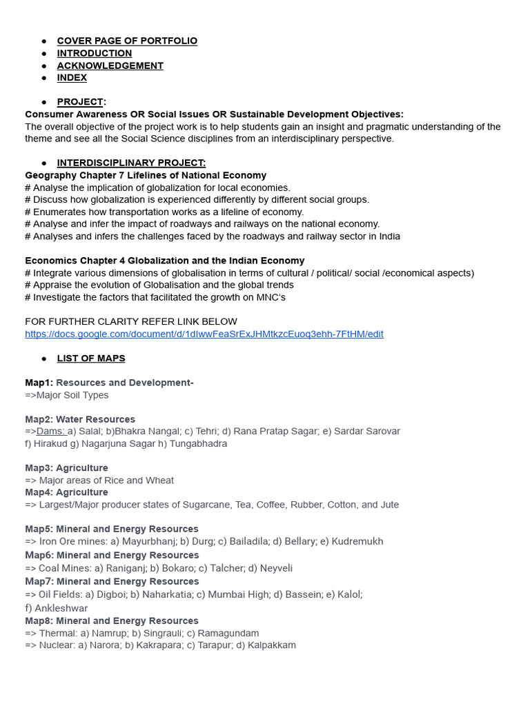 Gr10 Portfolio List | PDF