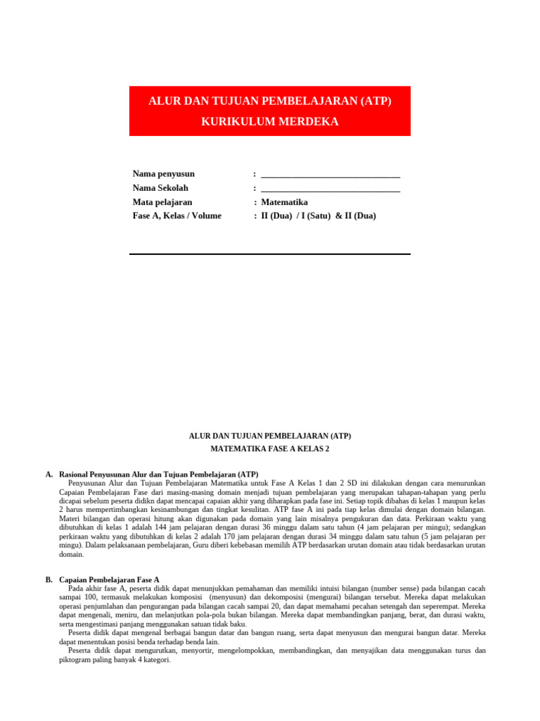 ATP MTK KELAS 2 SD | PDF