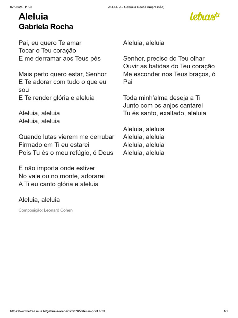 ALELUIA - Gabriela Rocha | PDF