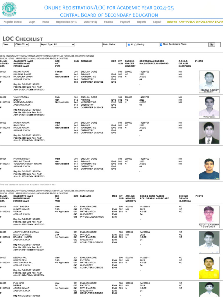 Final LOC Class XII | PDF