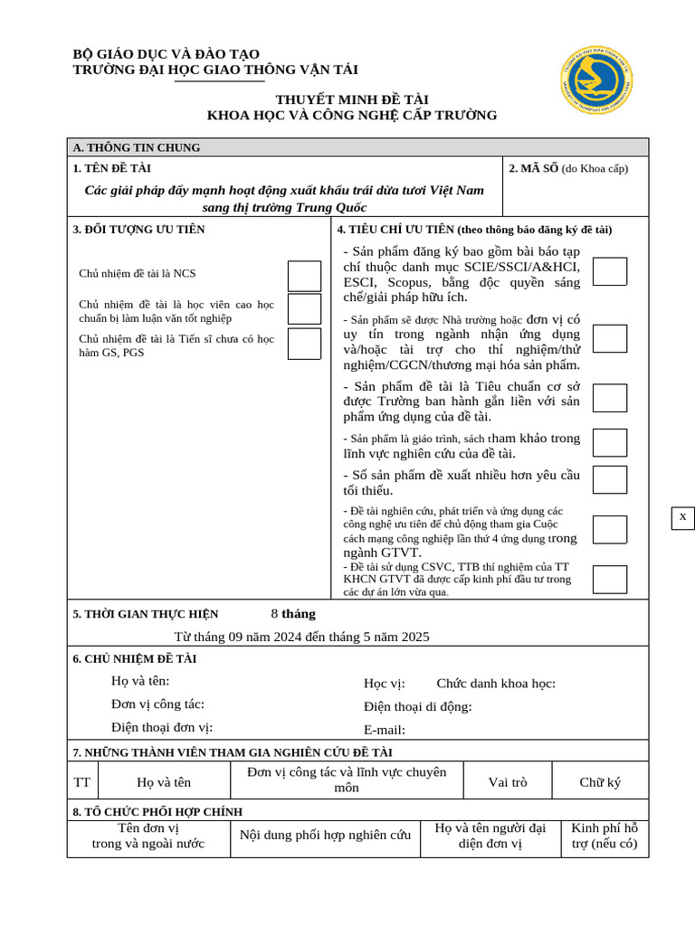 Thuyet Minh de Tai NCKH 2024 | PDF