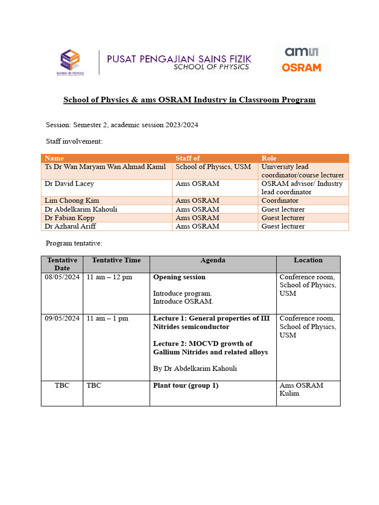 Industry in Classroom Program 3.0 | PDF