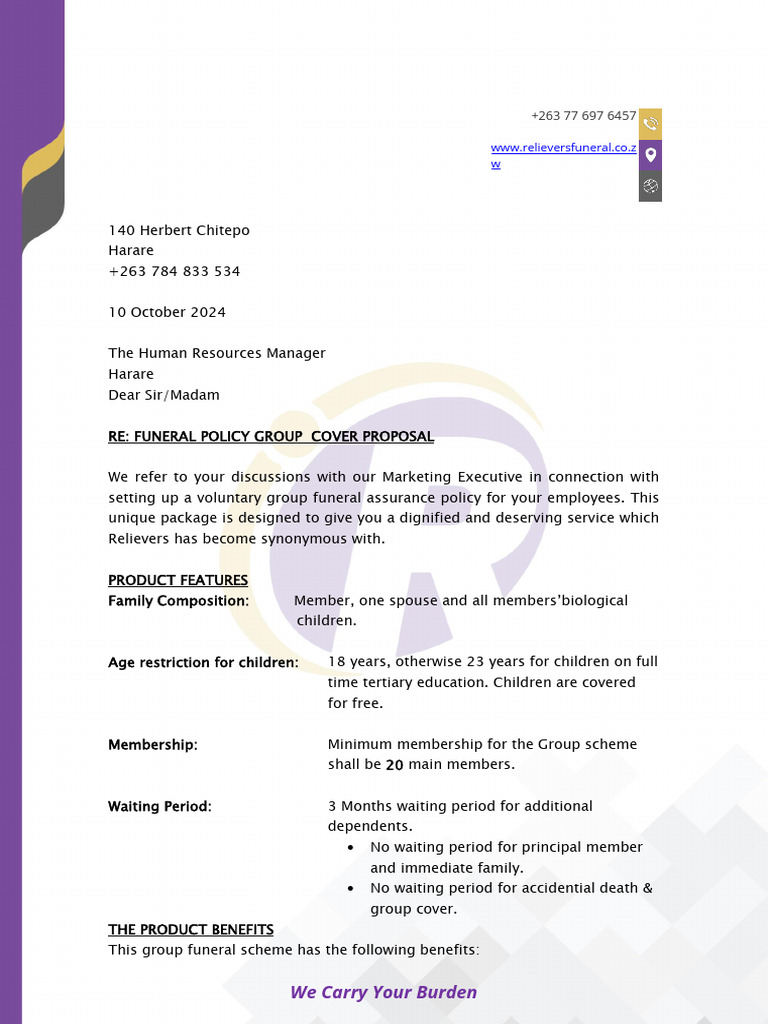 Group Funeral Proposal | PDF