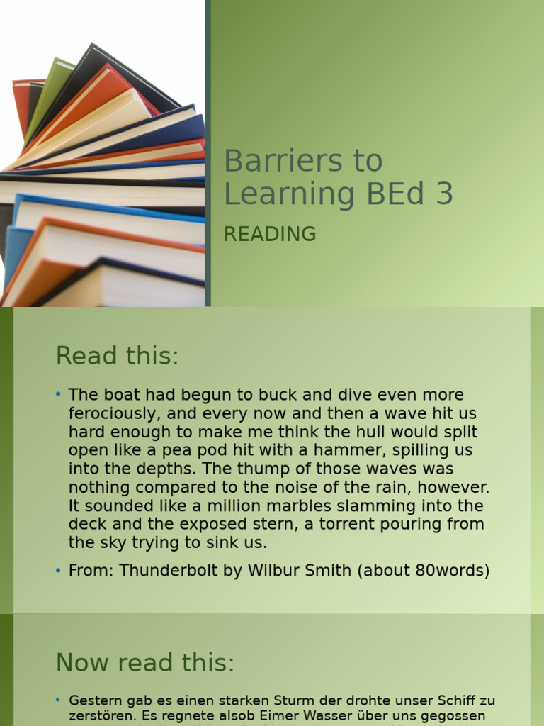 2023 Barriers To Learning - Reading | PDF