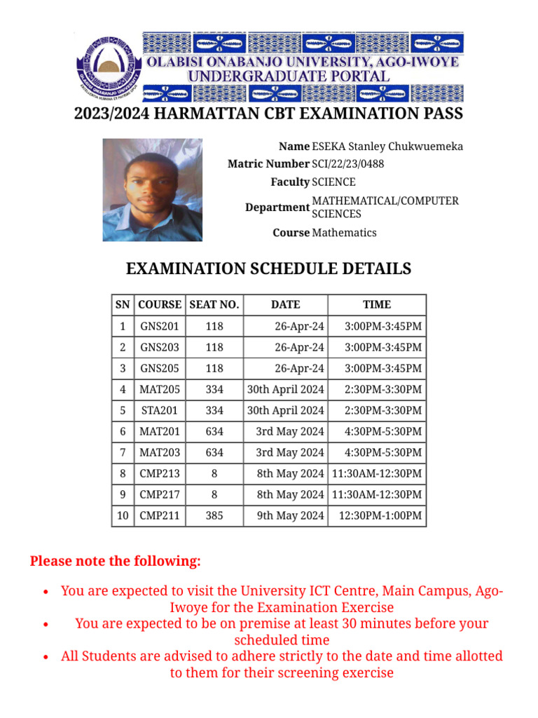 Omo Eh Examination Pass | PDF