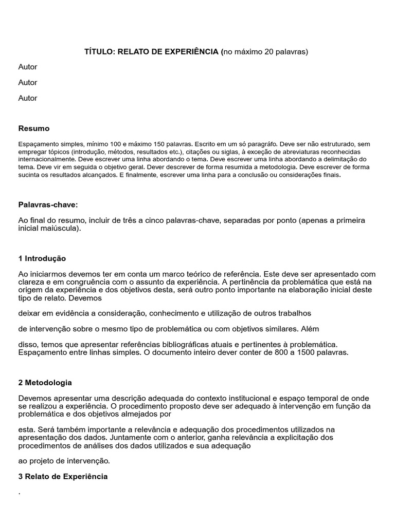 Modelo de Relato de Experiencia - Docx 20241014 102326 0000 | PDF