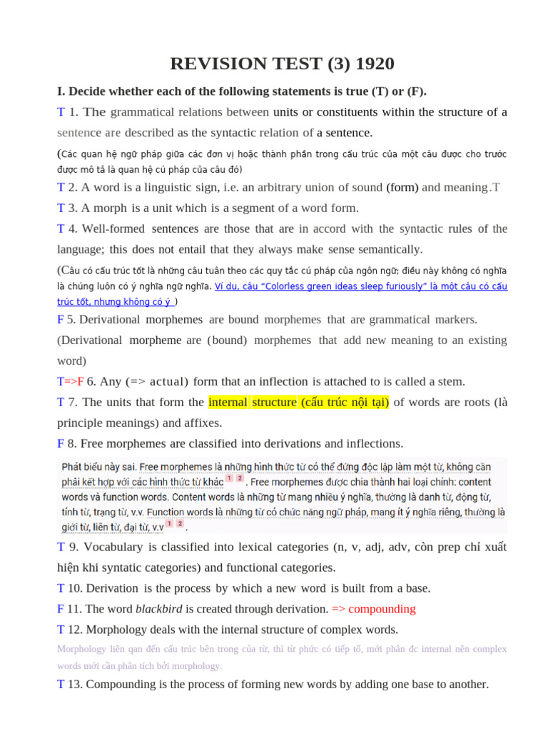 Revision Test (3) 1920 | PDF
