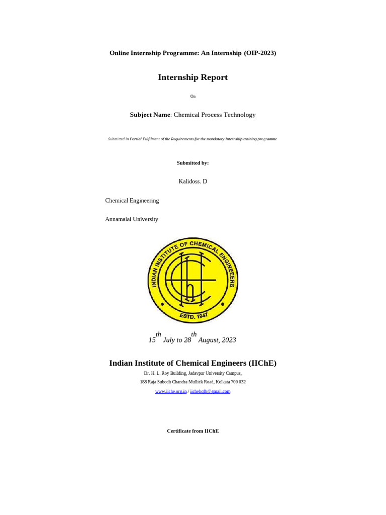 OIP Internship Report CPT by Kaildoss D | PDF