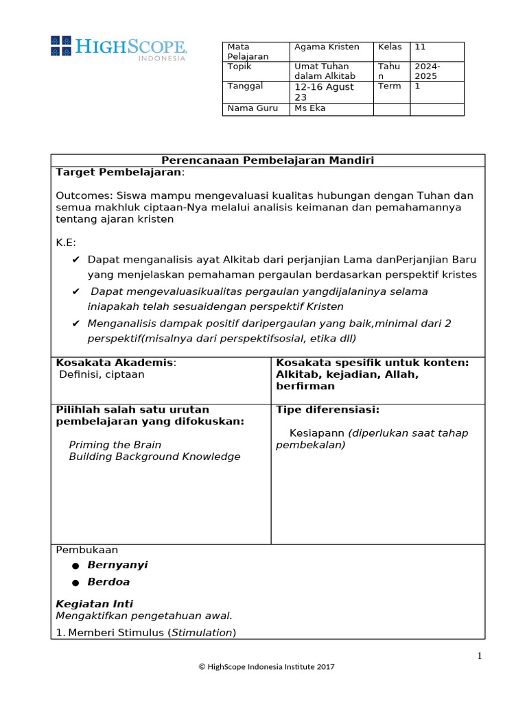 Wlp 1 Outcomes 1 | PDF