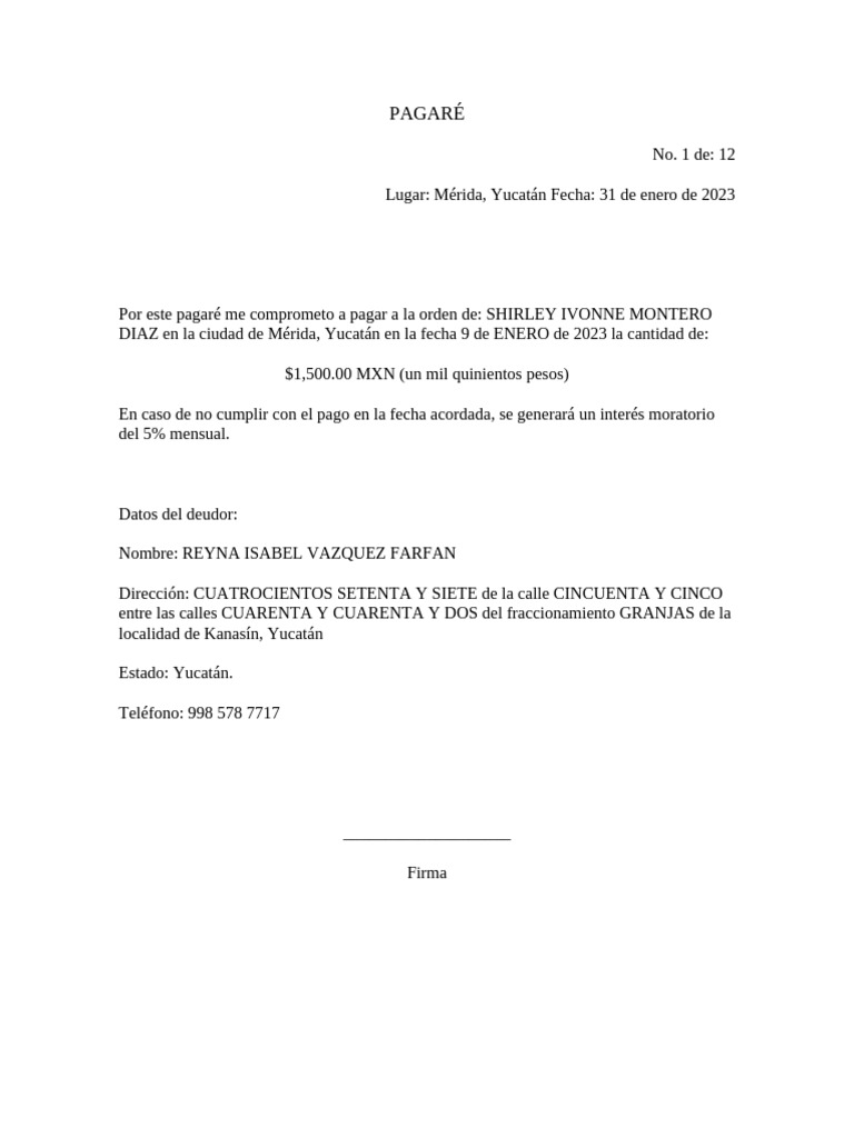 Pagarés de Reyna Vázquez en Yucatán | PDF | Derecho