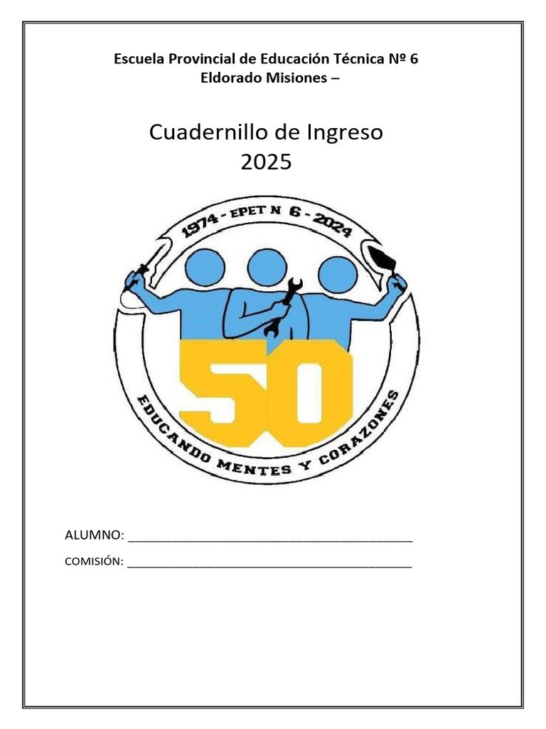 Cuadernillo Ingreso Epet Nº6 2025 | PDF