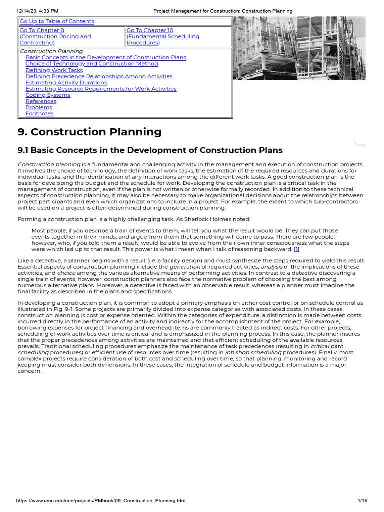Project Management For Construction - Construction Planning | PDF