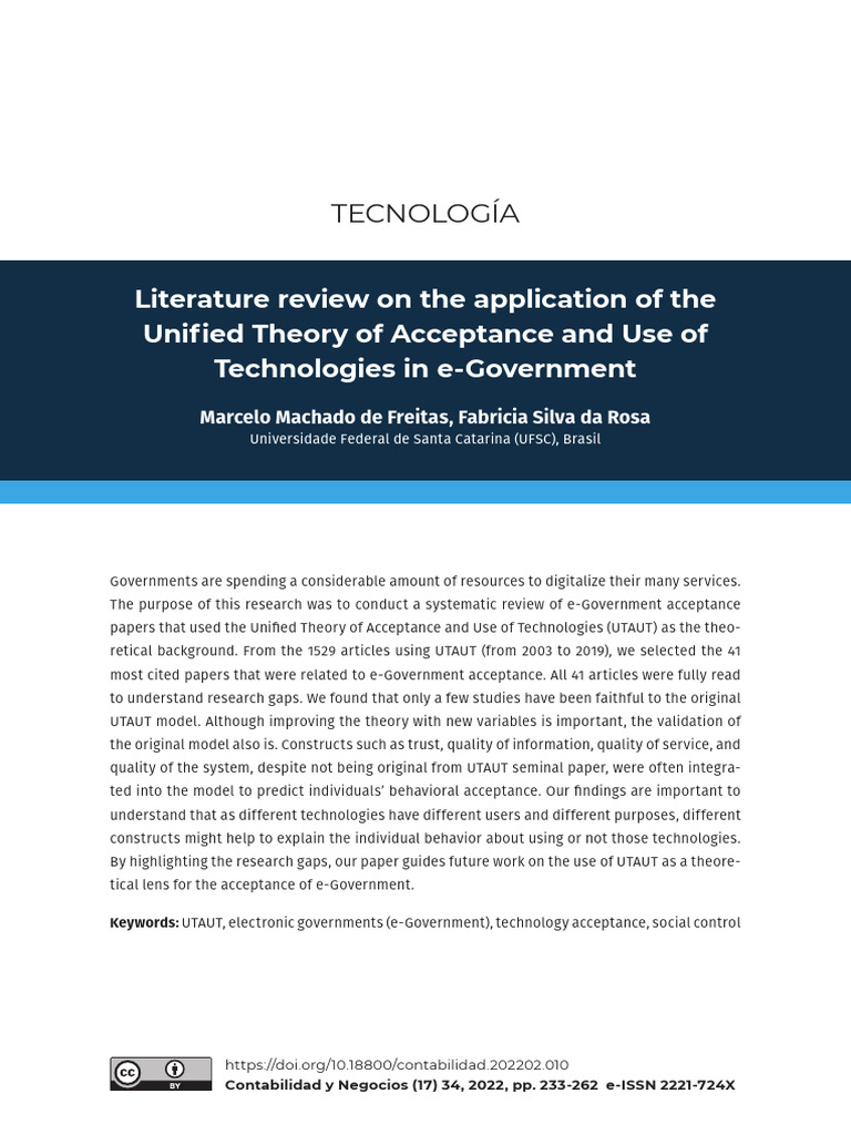 ok-Literature review on the application of the Unified Theory of Acceptance and Use of ...