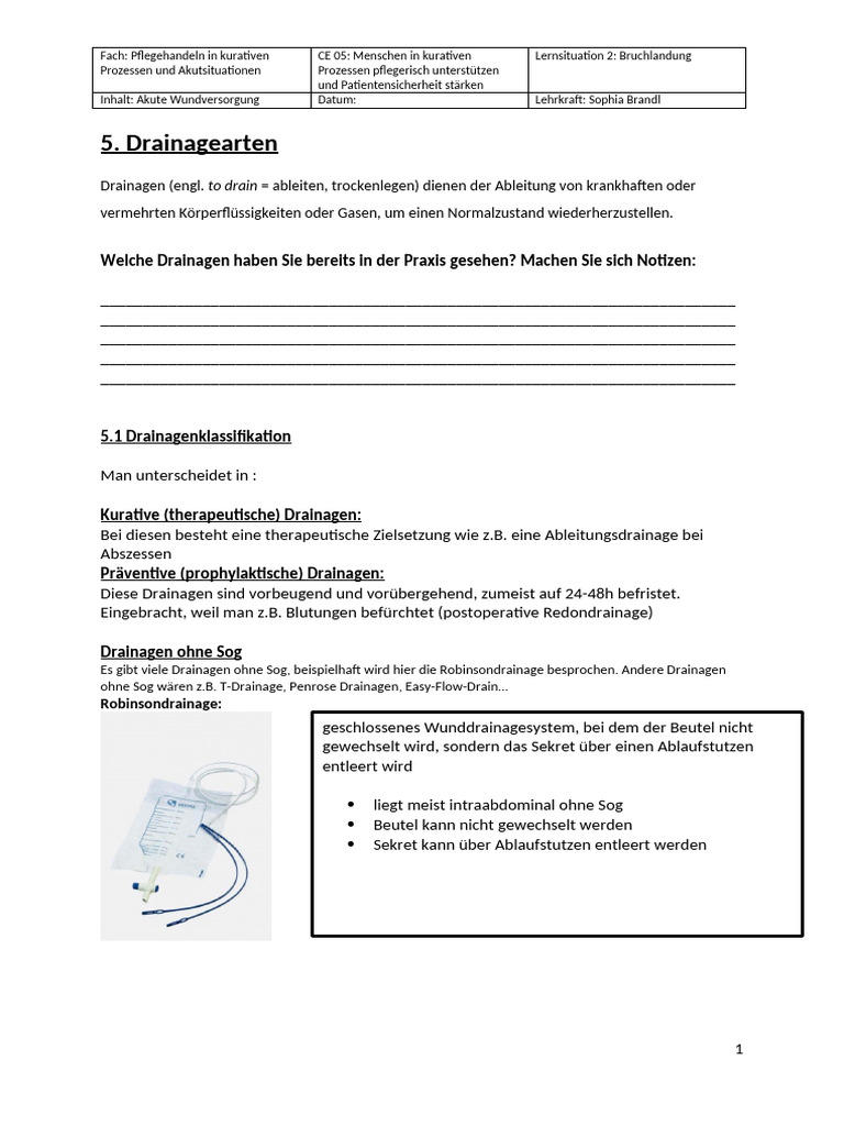 Schülerskript Drainagen | PDF