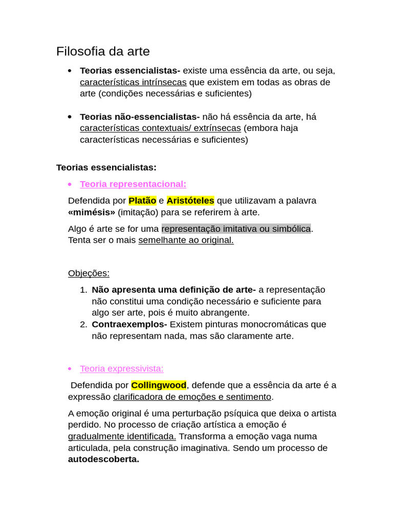 Resumo Filosofia Da Arte | PDF