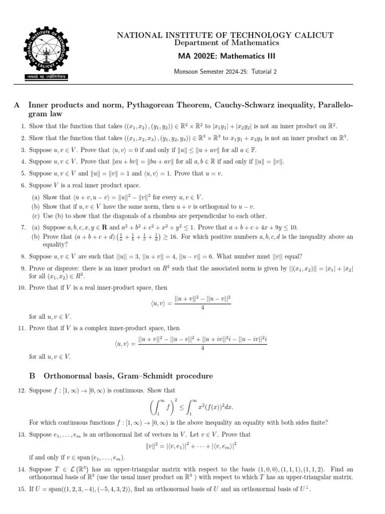 Tutorial Sheet 2 | PDF