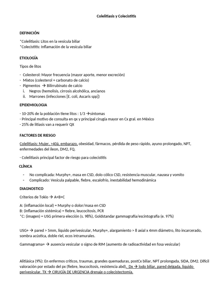 Colelitiasis y Colecistitis | PDF Colelitiasis y Colecistitis | PDF