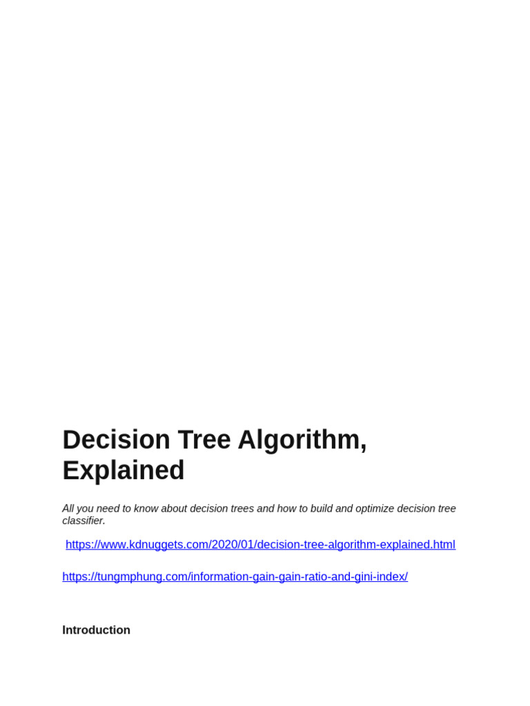 Decision Tree Algorithm Part 1 ID3 | PDF