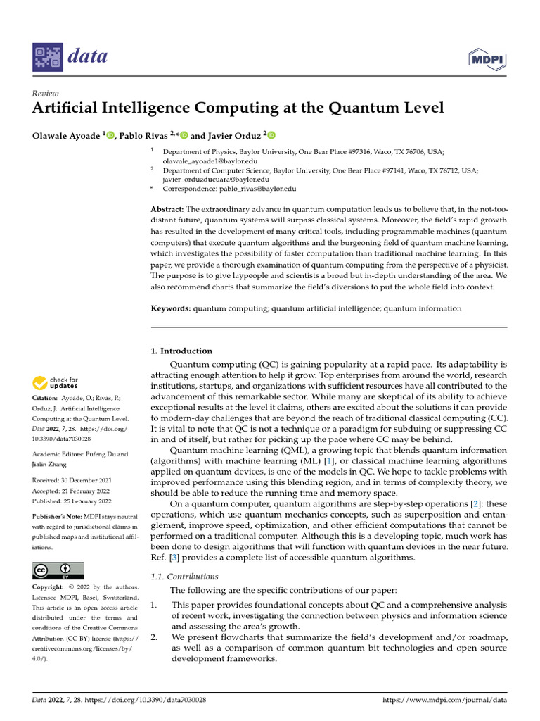 Artificial Intelligence Computing at The Quantum L | PDF