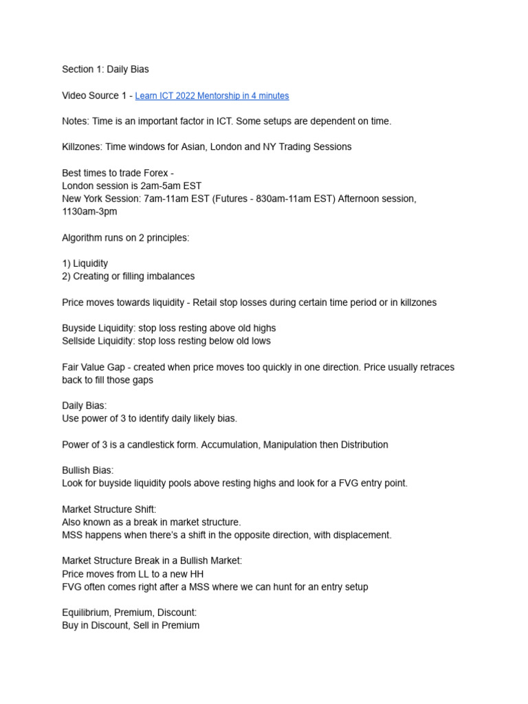Ict Course Notes Daily Bias Pdf