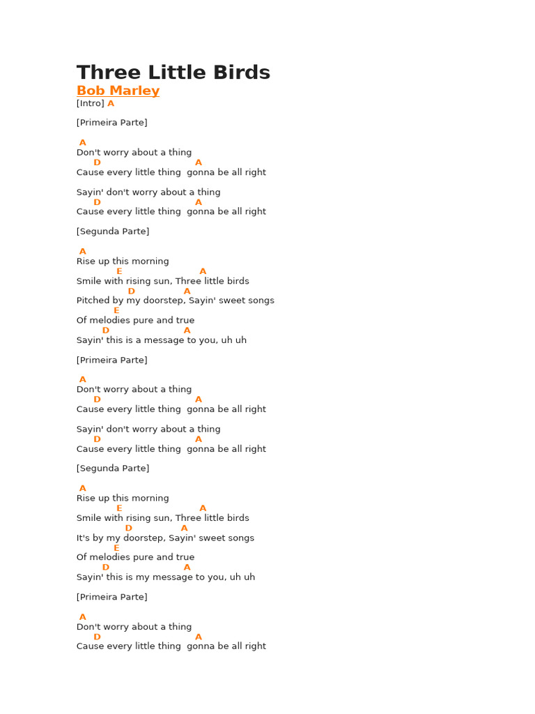 Three Little Birds - Bob Marley | PDF