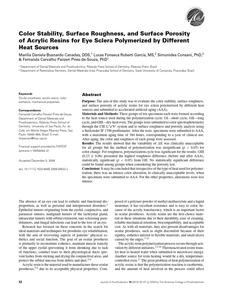 29 Color Stability, Surface Roughness, and Surface Porosity of Acrylic ...
