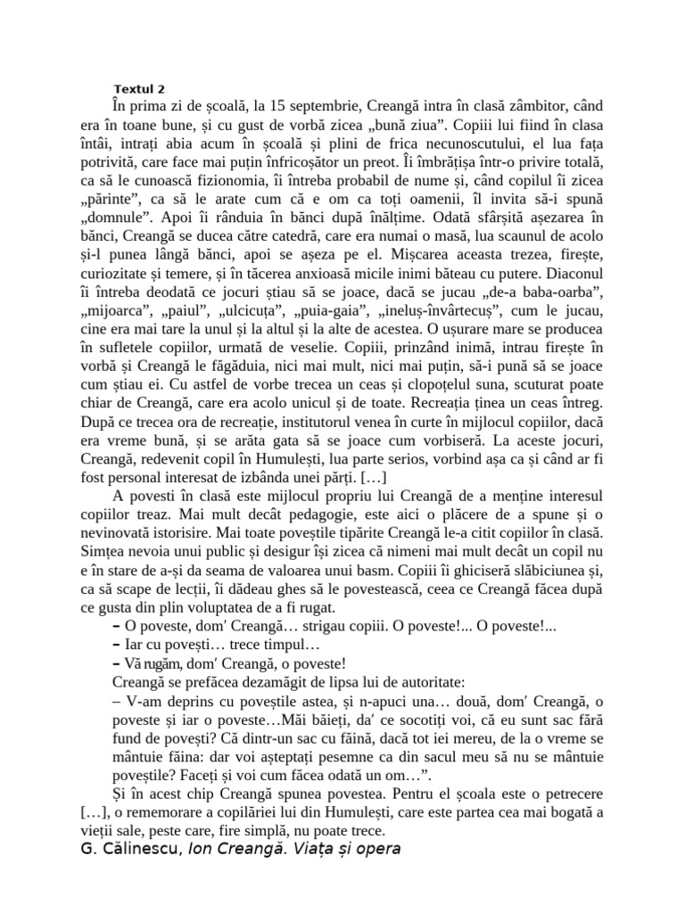 Caracterizarea Personajului | PDF