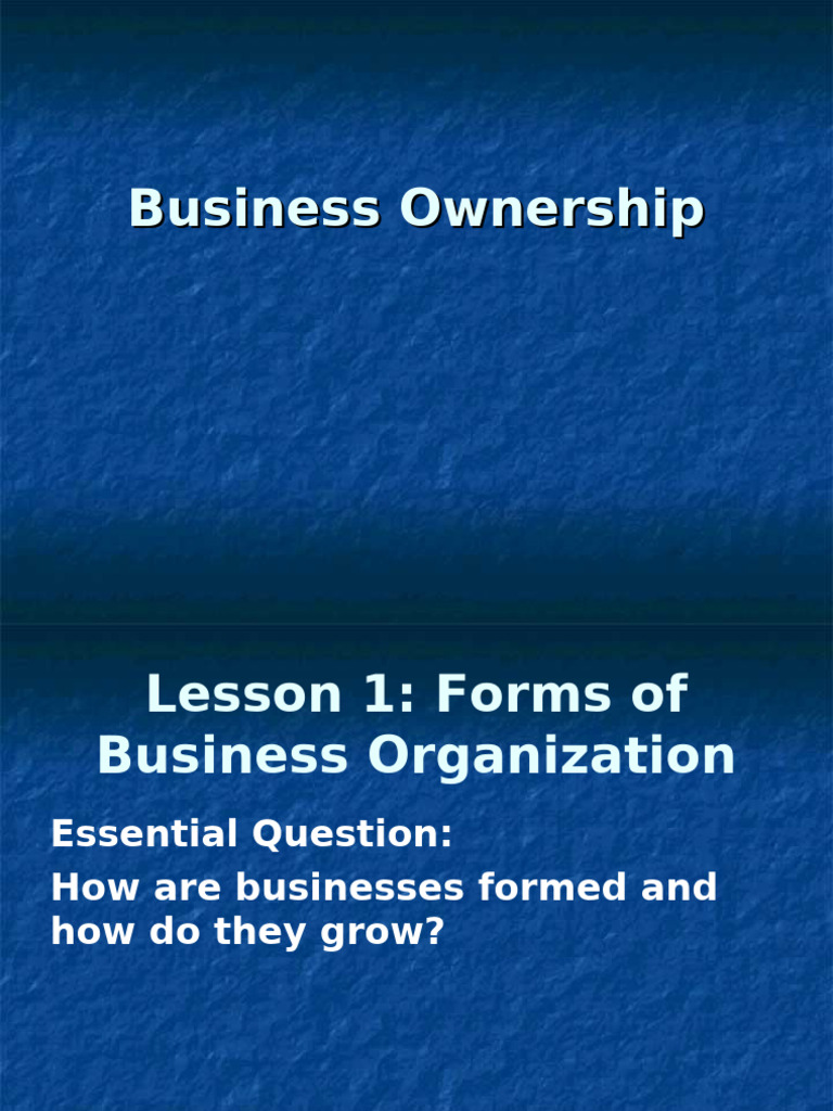 Forms of Business Ownership | PDF